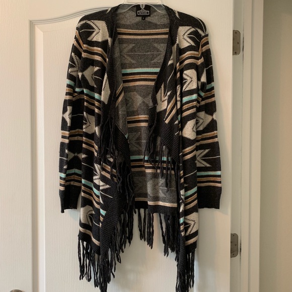 Angie | Sweaters | Angie Wool Blend Open Front Tribal Print Cardigan ...